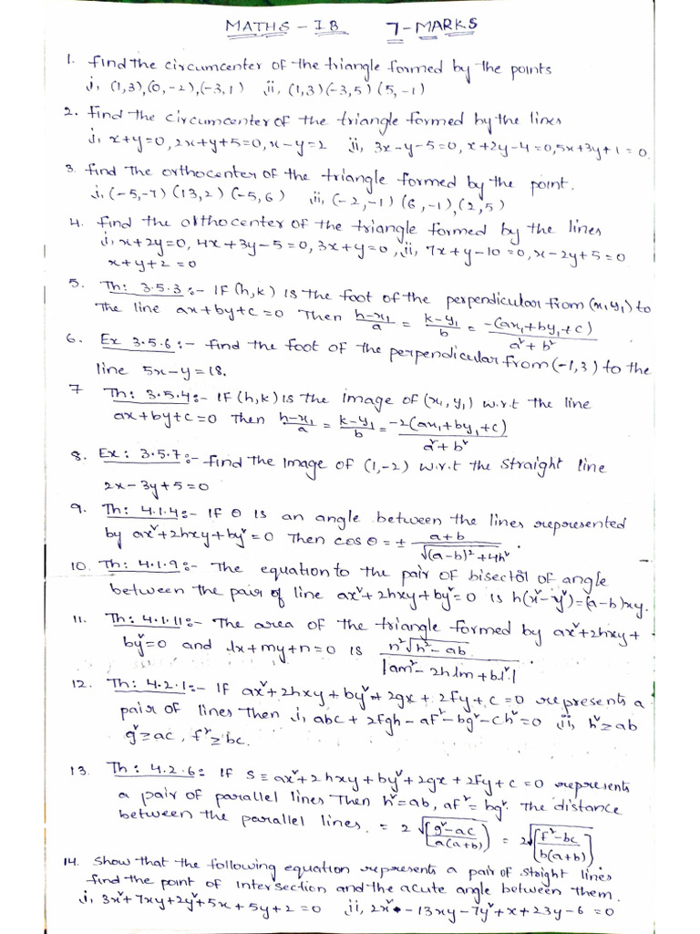 Maths 1B Half Yearly Imp List | PDF