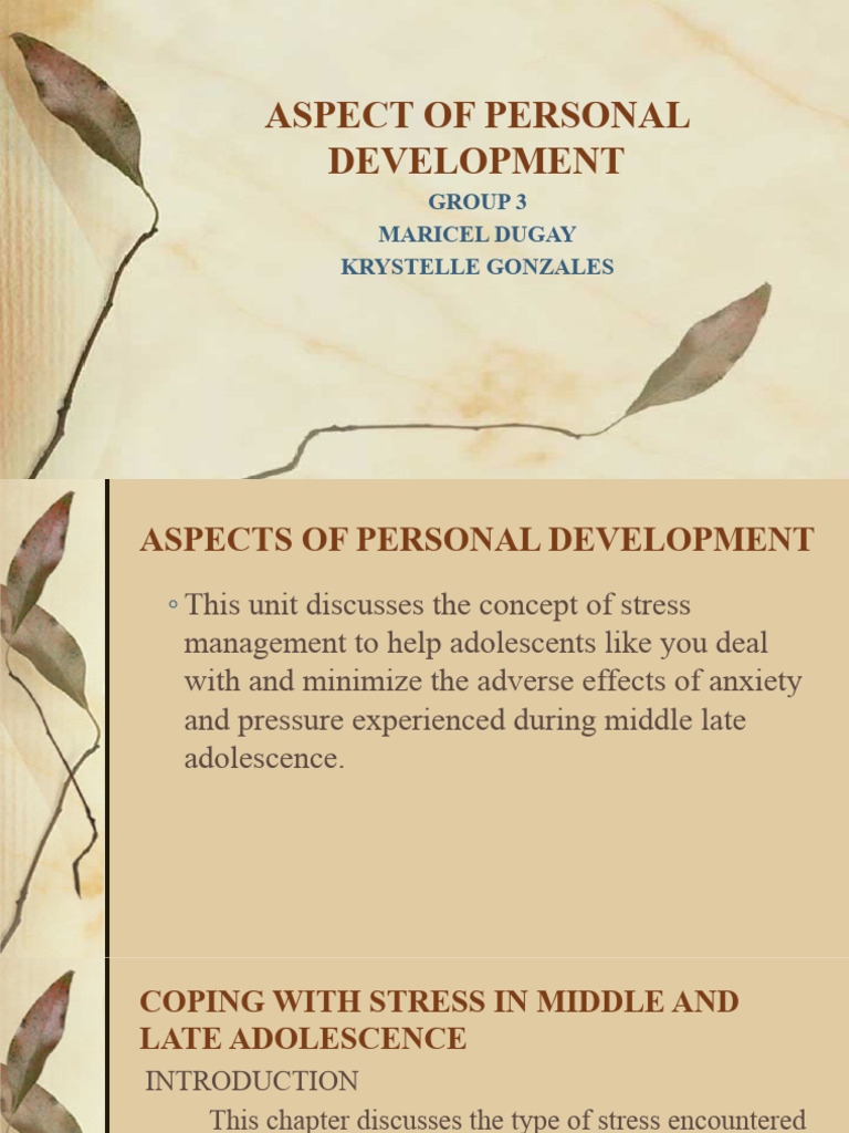 Aspects of Personal Development | PDF | Adolescence | Stress (Biology)