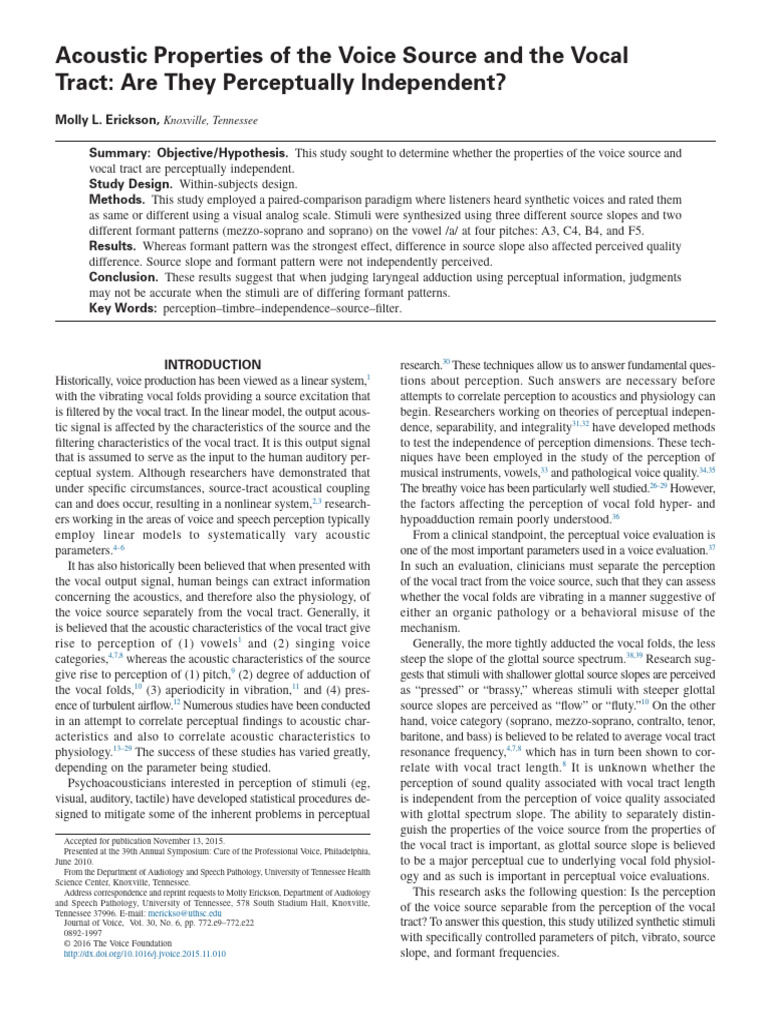 Acoustic-Properties-of-the-Voice-Source-and-the-Vocal-Tract-_2016_Journal-of | PDF | Human Voice ...