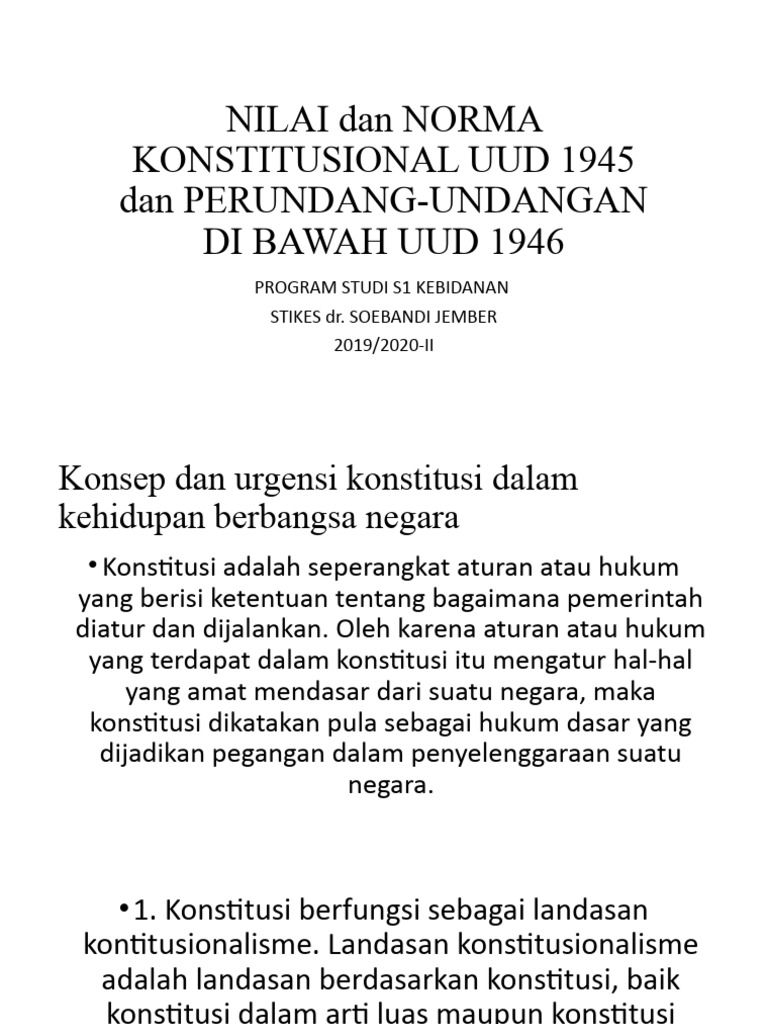 Nilai Dan Norma Konstitusional Uud 1945 Dan Perundang-Undangan | PDF | Politik | Hukum