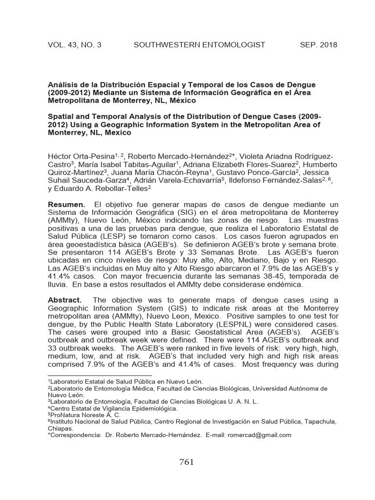 Análisis de la Distribución Espacial y Temporal de los Casos de Dengue ...