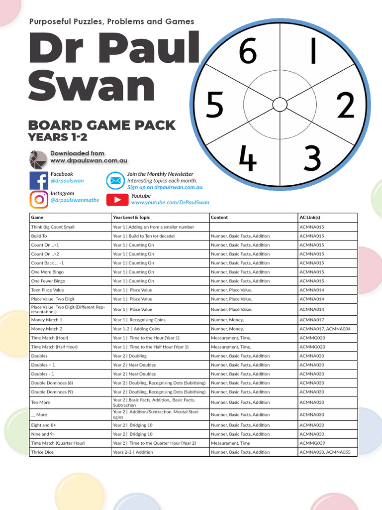 DR Paul Swan Free Board Game Pack Years 1 2 | PDF