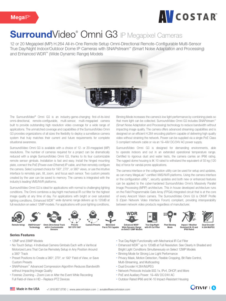 AV SurroundVideo-Omni-G3 DS 002 ENG 007 | PDF | Camera | Pixel