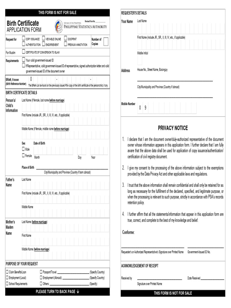 Birth Certificate Application Form Guide | PDF | Birth Certificate ...