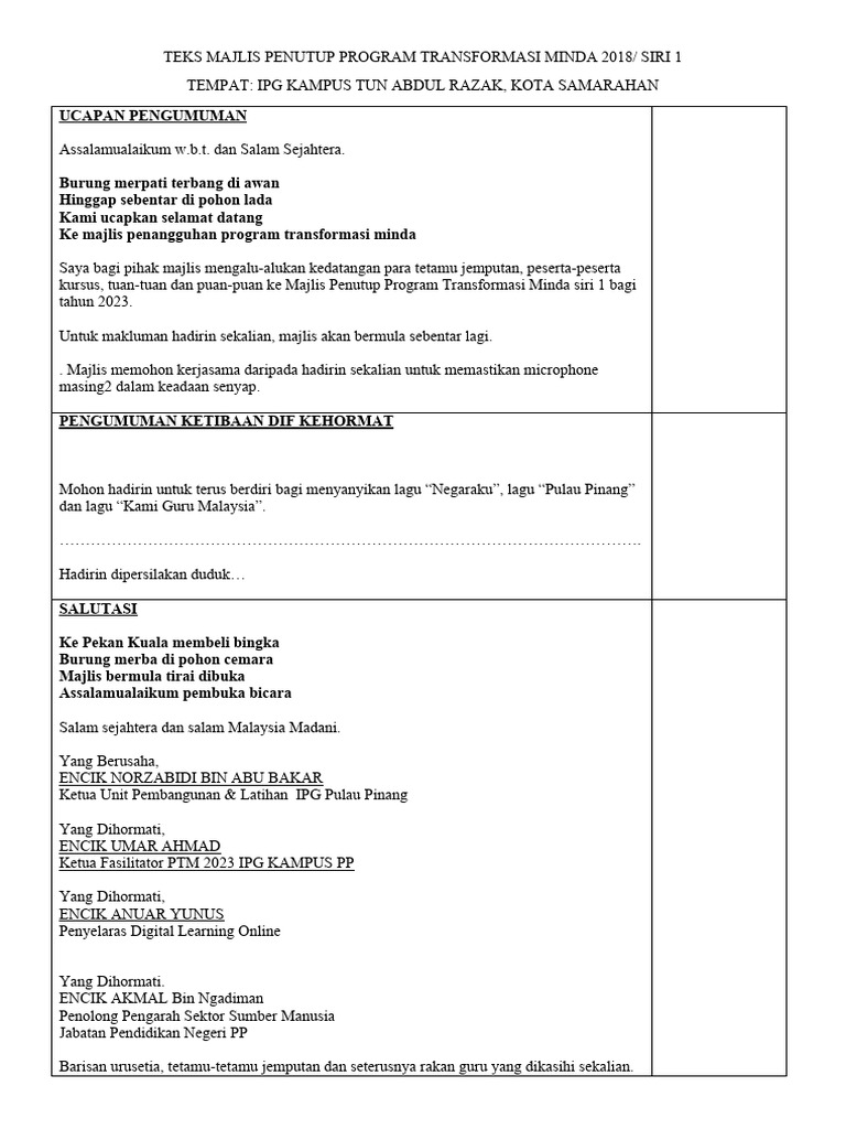 Emcee PTM | PDF | Kajian Bahasa Asing | Agama & Spiritualitas