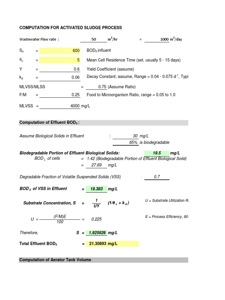Activated Sludge Process Calculation | PDF | Biodegradable Waste ...