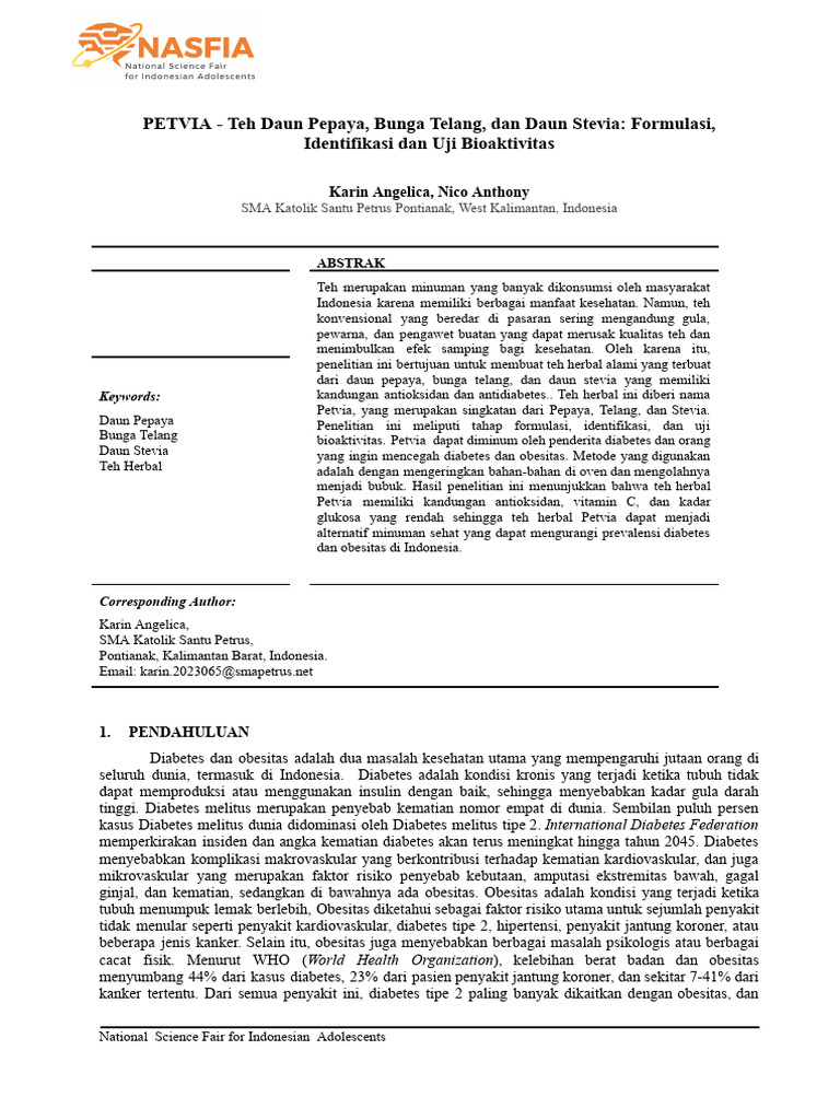 PETVIA - Teh Daun Pepaya, Bunga Telang, Dan Daun Stevia - Formulasi ...