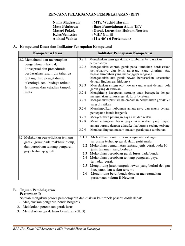 RPP BAB-2 - Fix Gerak Pada Benda | PDF