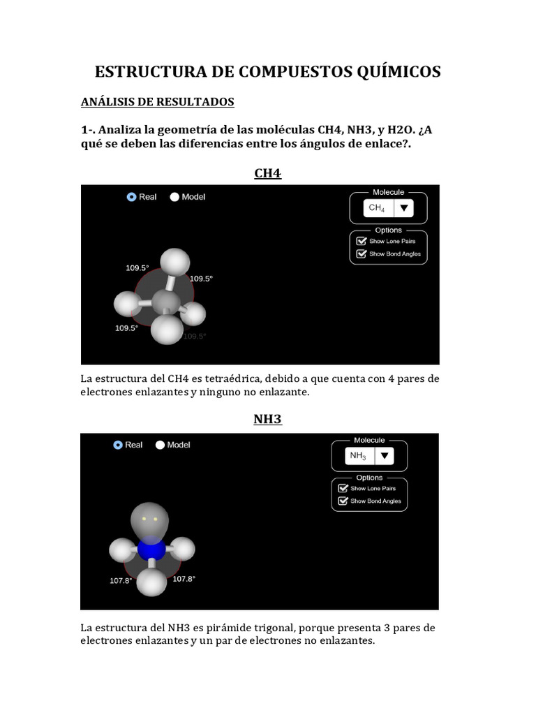 Estructura de Compuestos Químicos | PDF | Enlace químico | Moléculas
