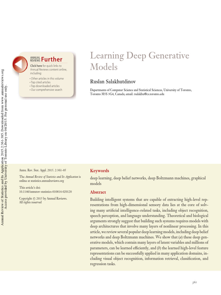 Deep Generative Model | PDF | Machine Learning | Deep Learning