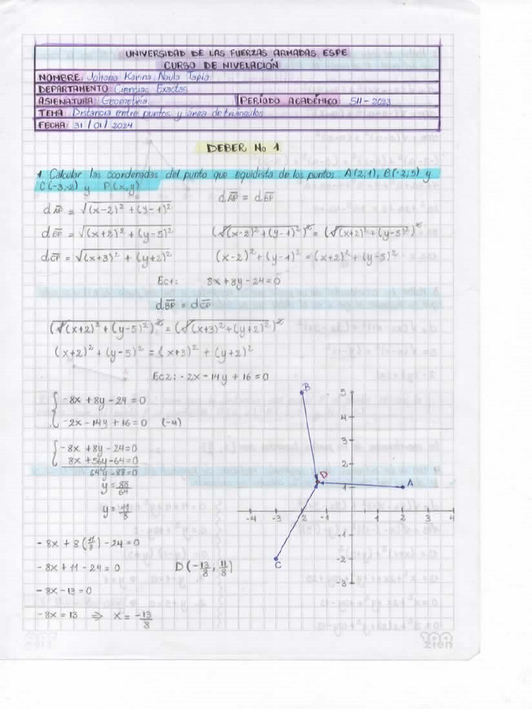 Deber #1 Parcial 2 Geometria | PDF