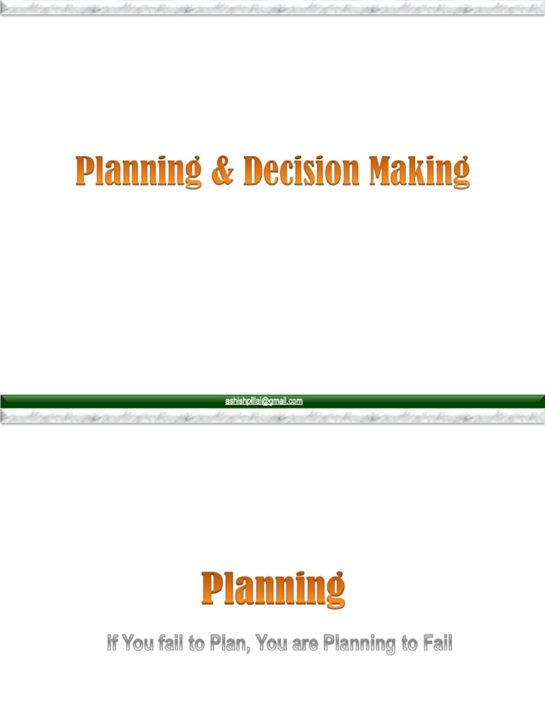 Planning and Decision Making | PDF | Decision Making | Rationality