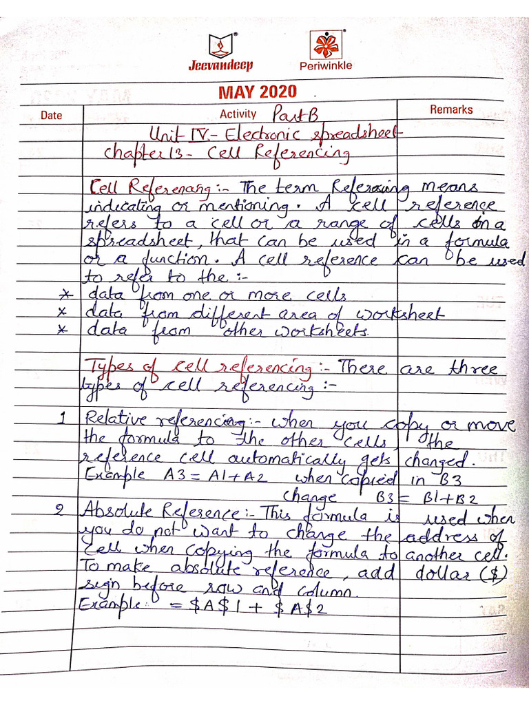 Cell Referencing | PDF