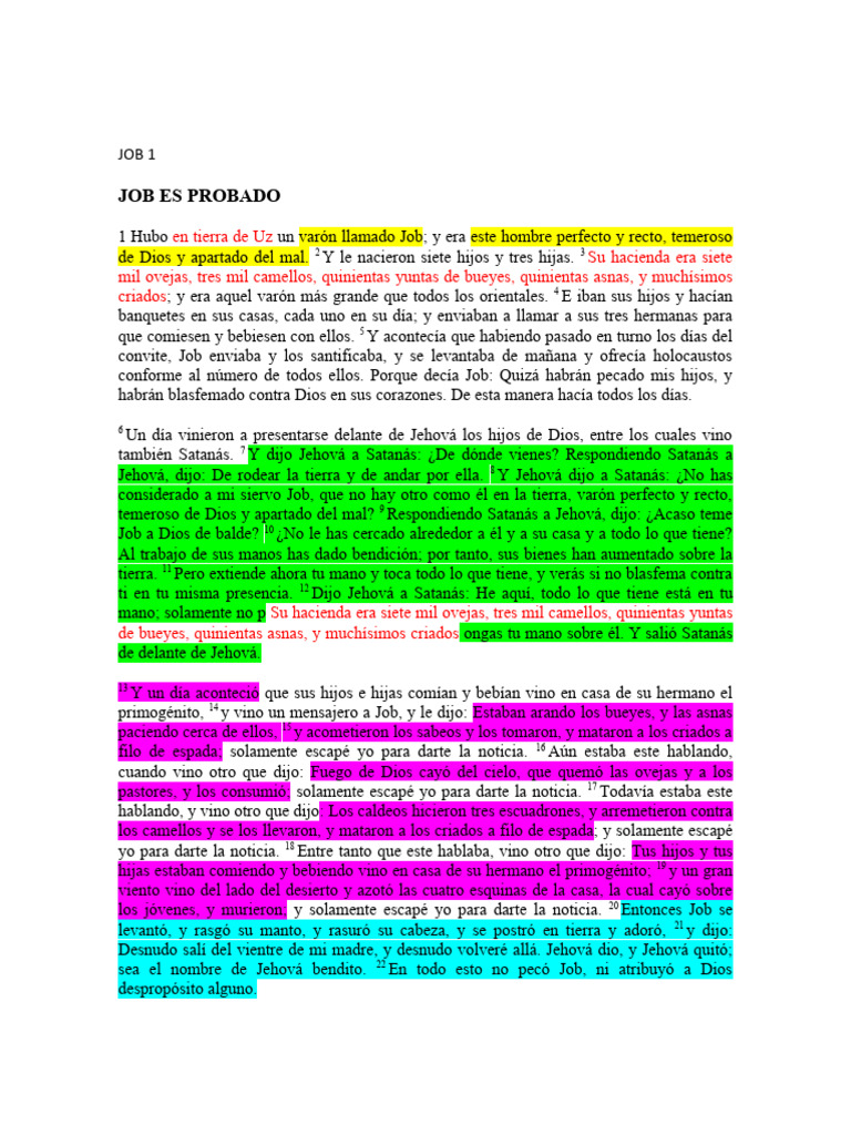 job 1 observación | PDF | Libro de trabajo | Profecía