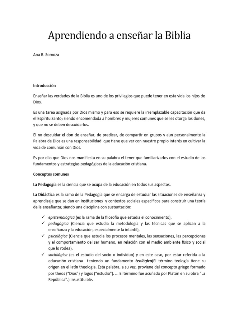 Aprendiendo A Enseñar La Biblia PROYECTO | PDF | Cristo (título) | Biblia