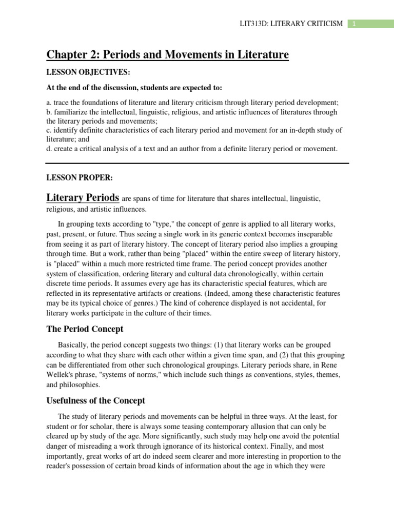 Chapter 2 Literary Periods and Movements | PDF | Symbolism (Arts ...