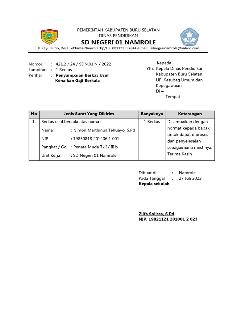 Surat Pengantar Naik Pangkat | PDF