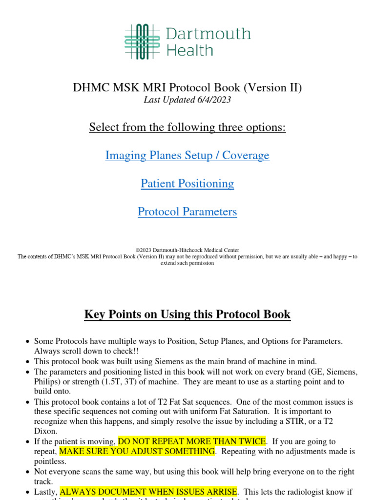 2023 MSK Protocol Book Revision 6-4-2023 (1) | PDF | Hip | Shoulder