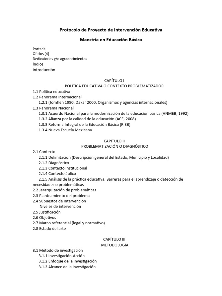 Protocolo de Proyecto de Intervención Educativa 2 | PDF | Aprendizaje | Cognición