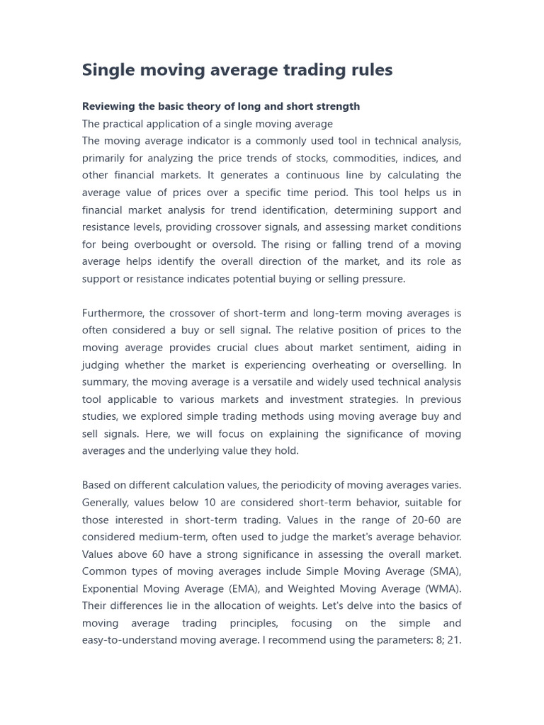Single Moving Average Trading Rules | PDF | Moving Average | Market Trend