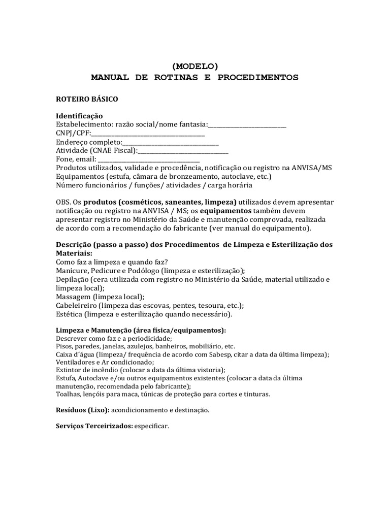 41 Modelo de Manual de Rotinas e Procedimentos Para Saloes de Beleza (1 ...