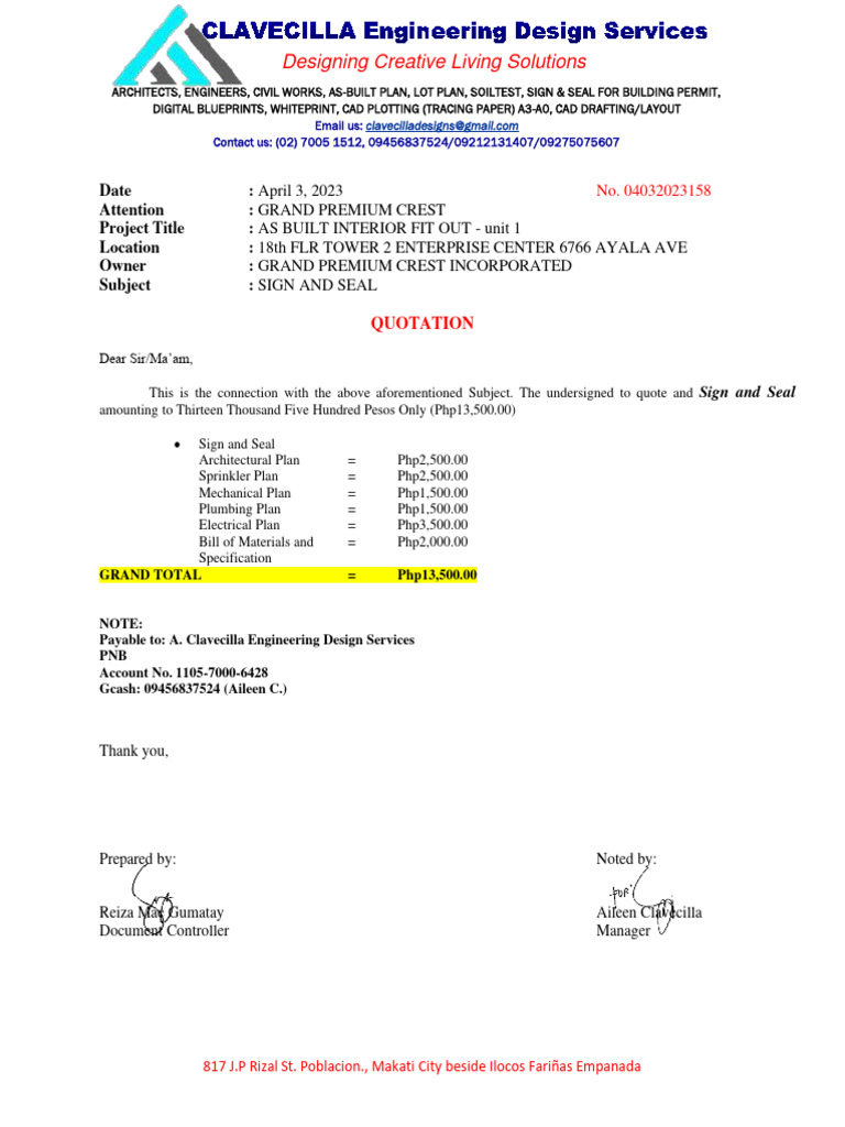 Sign and Seal Quotation | PDF