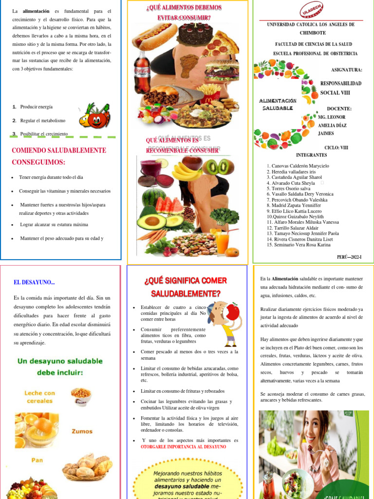 Tríptico Alimentacion-Saludable | PDF | Alimentos | Legumbre