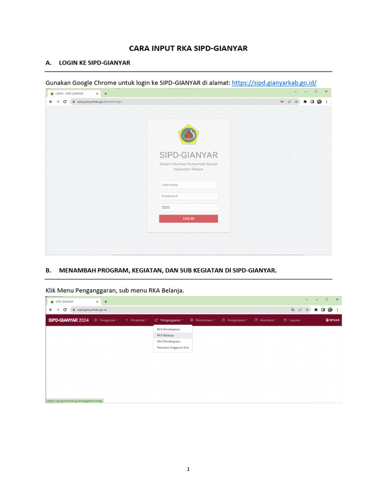 Cara Input Rka Sipd-Gianyar 2024 | PDF