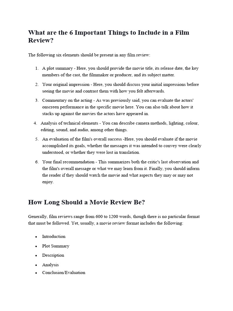 Key Elements of a Film Review | PDF | Career & Growth | Business