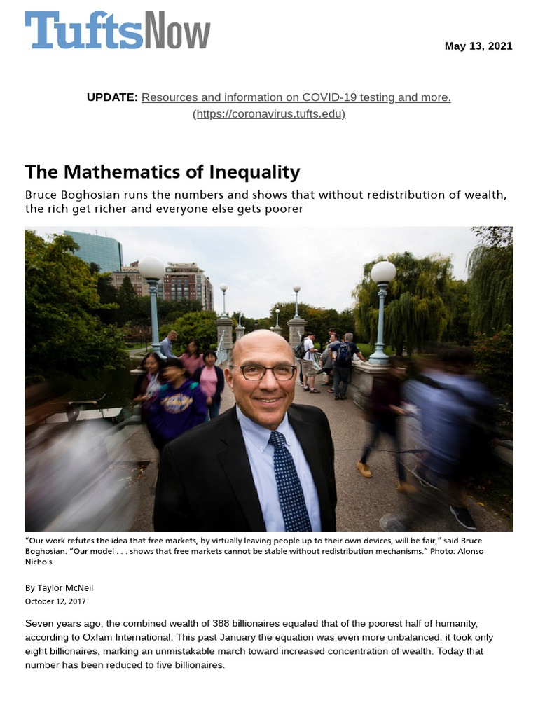 The Mathematics of Inequality - Tufts Now | PDF | Redistribution Of ...