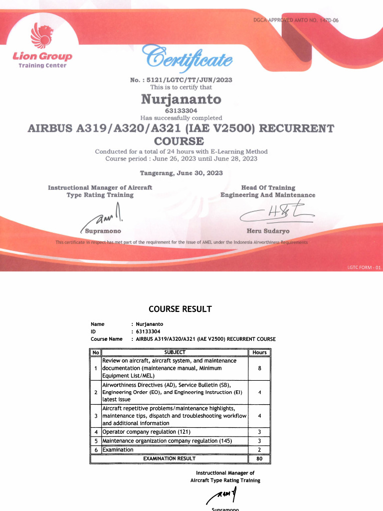A320 IAE V2500 Certificate | PDF