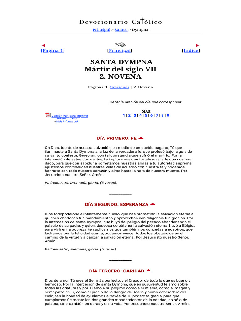 Novena A Santa Dympna | PDF | Creencia religiosa y doctrina