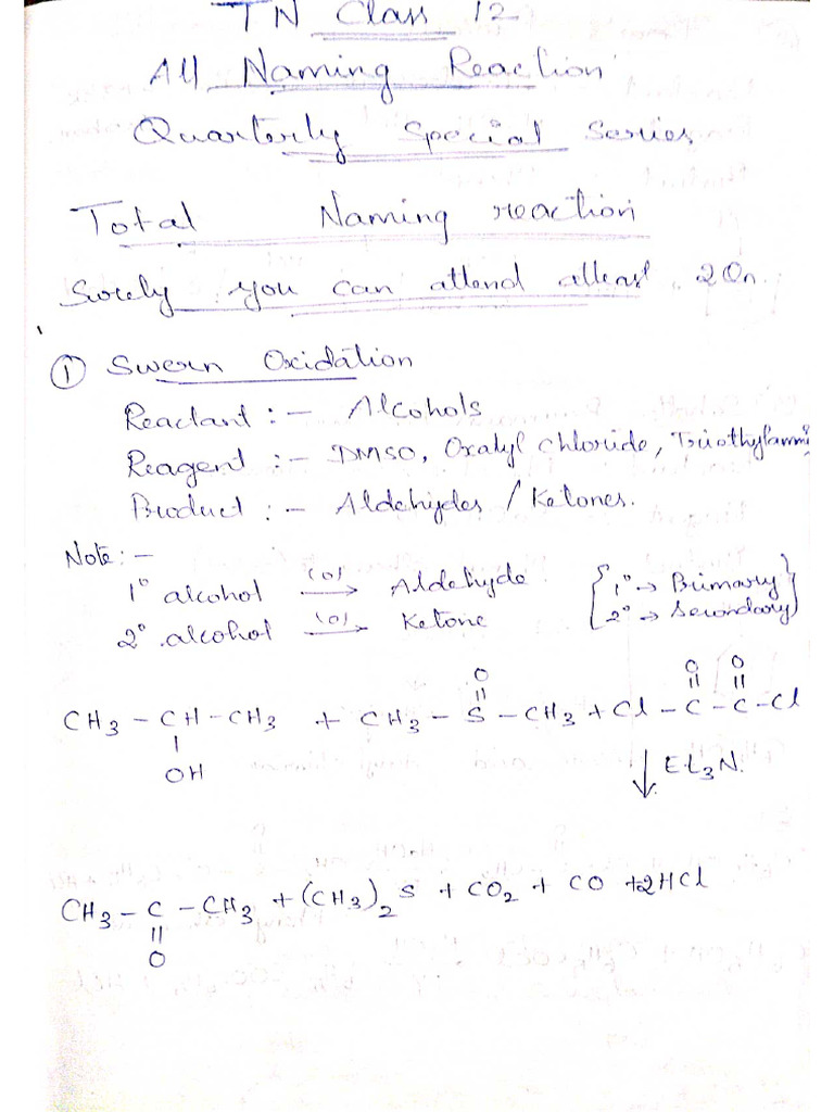 12th Chemistry Naming Reactions with shortcuts | PDF
