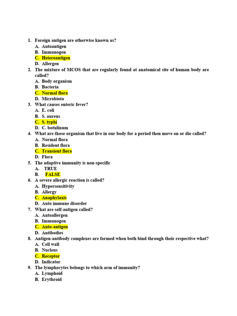 Microbiology Questions and Answers | PDF | Immune System | Adaptive ...