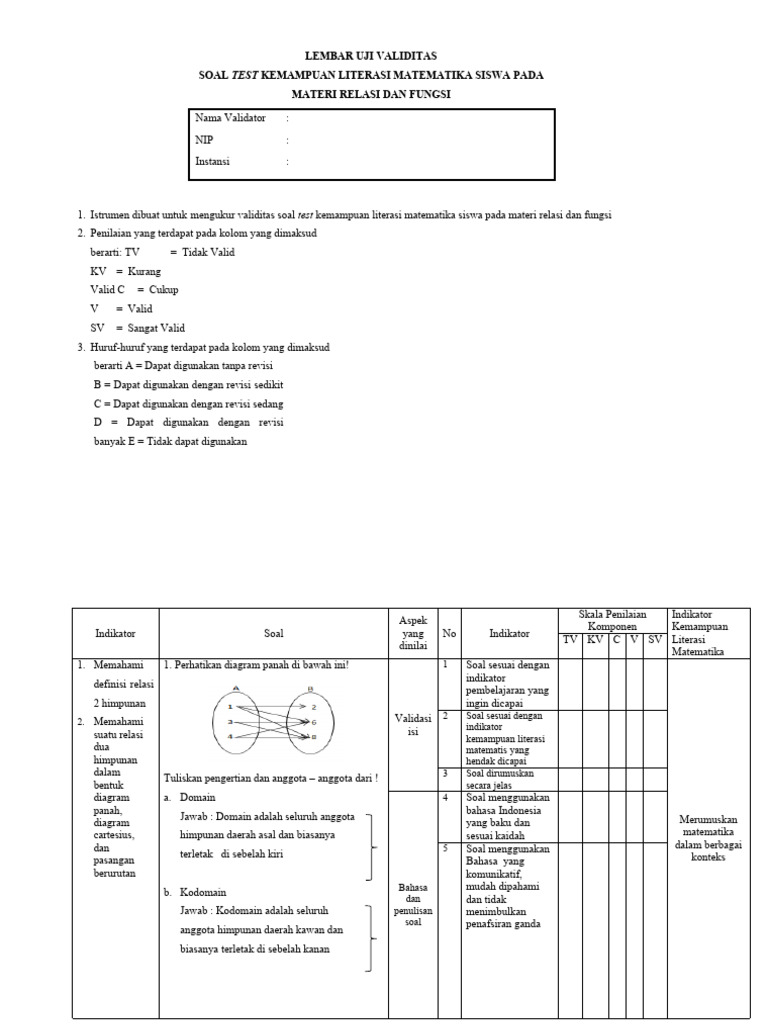 Lembar Uji Validitas | PDF