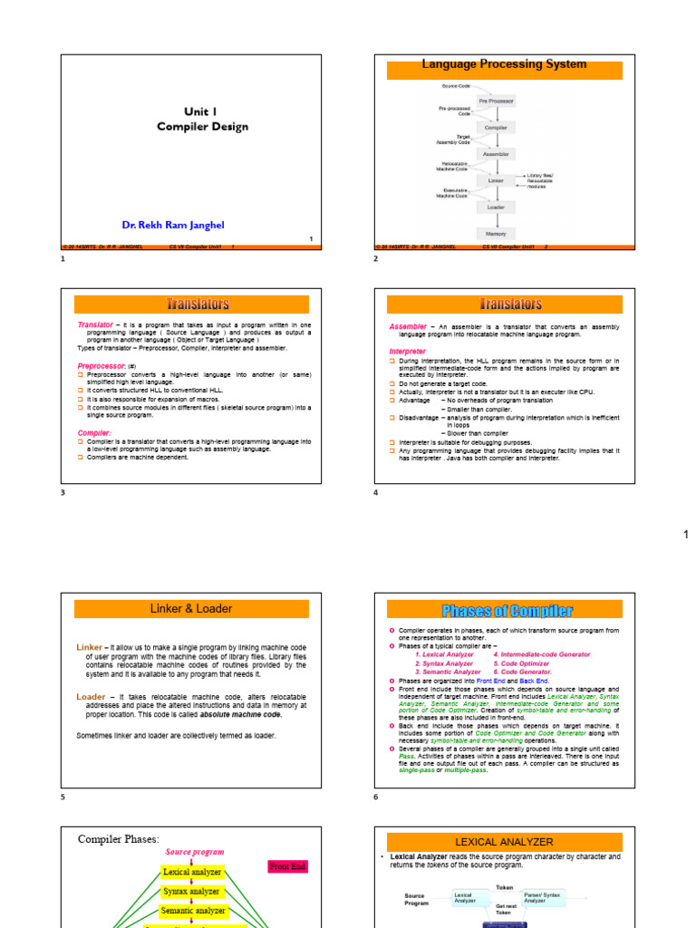 Unit 1 RRJ | PDF | Compiler | Parsing