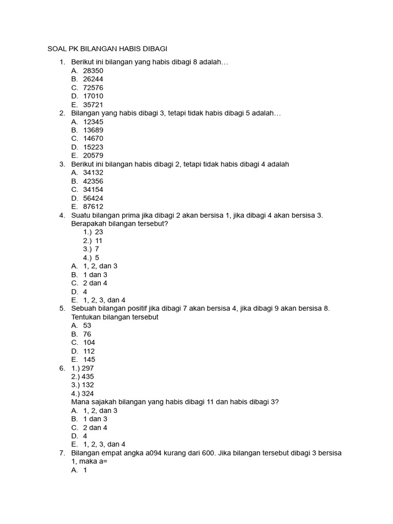 PK Bilangan Habis Dibagi | PDF