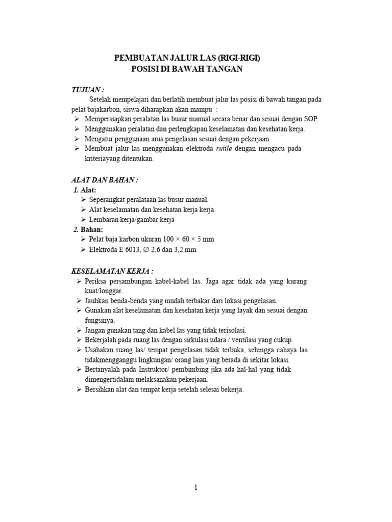 Job Sheet 1 SMAW | PDF