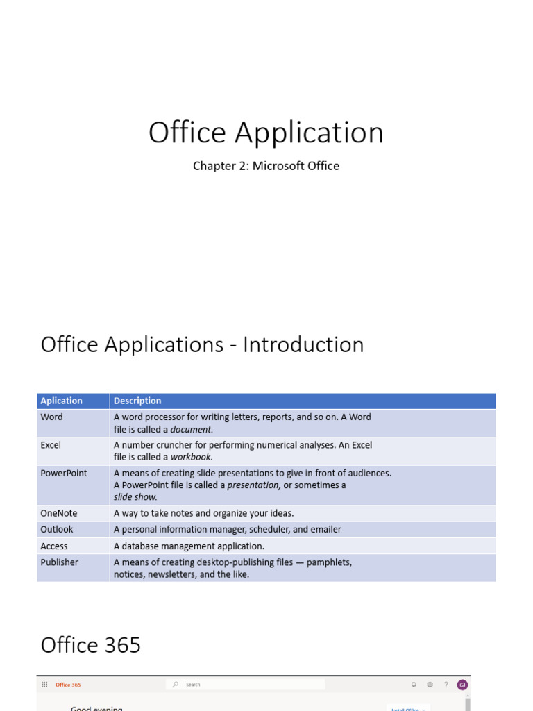 Chapter 2 Office Application Introduction | PDF | Microsoft Office ...