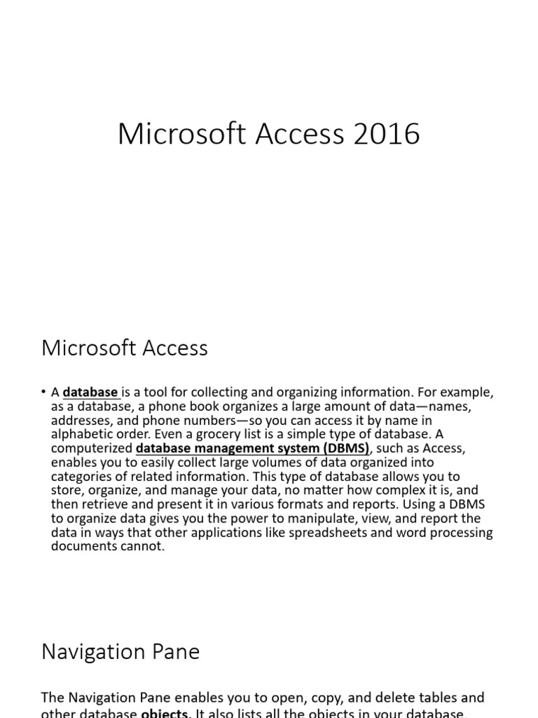 Chapter 6 Microsoft Access | PDF | Databases | Microsoft Access