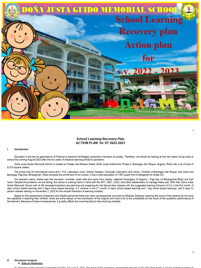 School-Learning-Recovery-Plan-SY-22-23-Edited Final | PDF | Cost Of ...