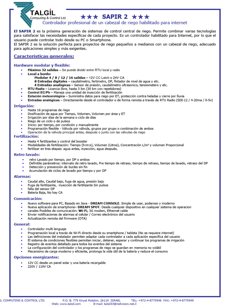 Controlador de Riego SAPIR 2 | PDF | Riego | Informática