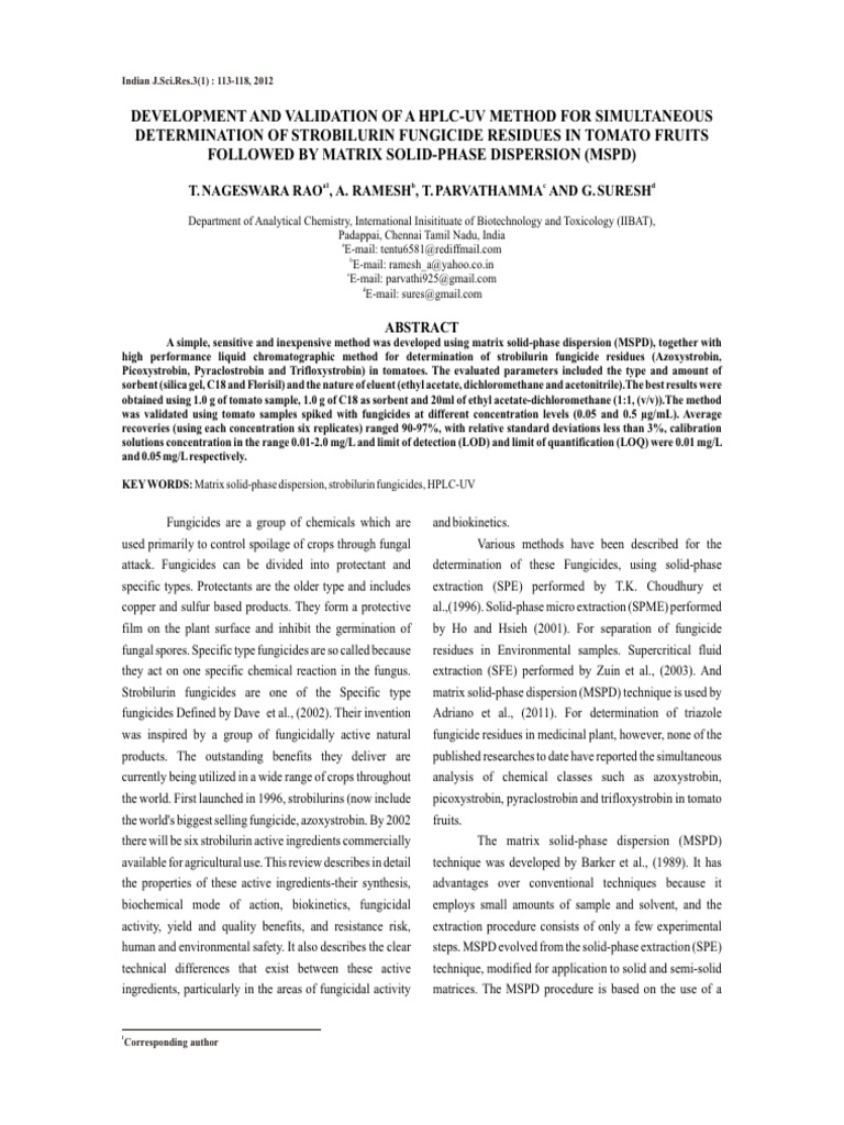 Azoxystrobin | PDF | Detection Limit | Elution