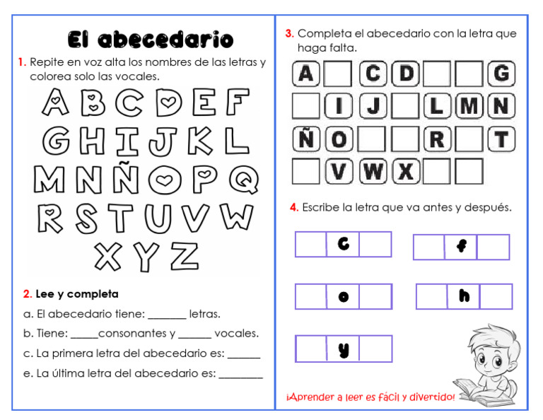 Actividad sobre el abecedario, afianzamiento 2°grado | PDF
