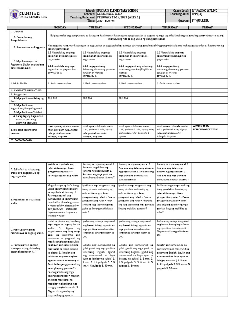DLL - Epp 4 - Q3 - W2 | PDF