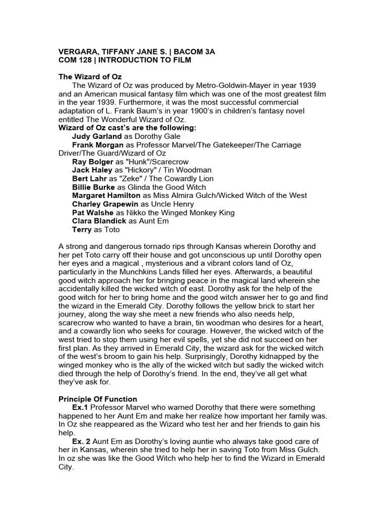 Vergara - Principles of Film | PDF | Dorothy Gale | The Wonderful ...