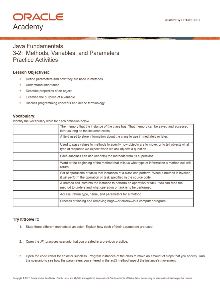 JF 3 2 Practice | PDF | Method (Computer Programming) | Inheritance (Object Oriented Programming)