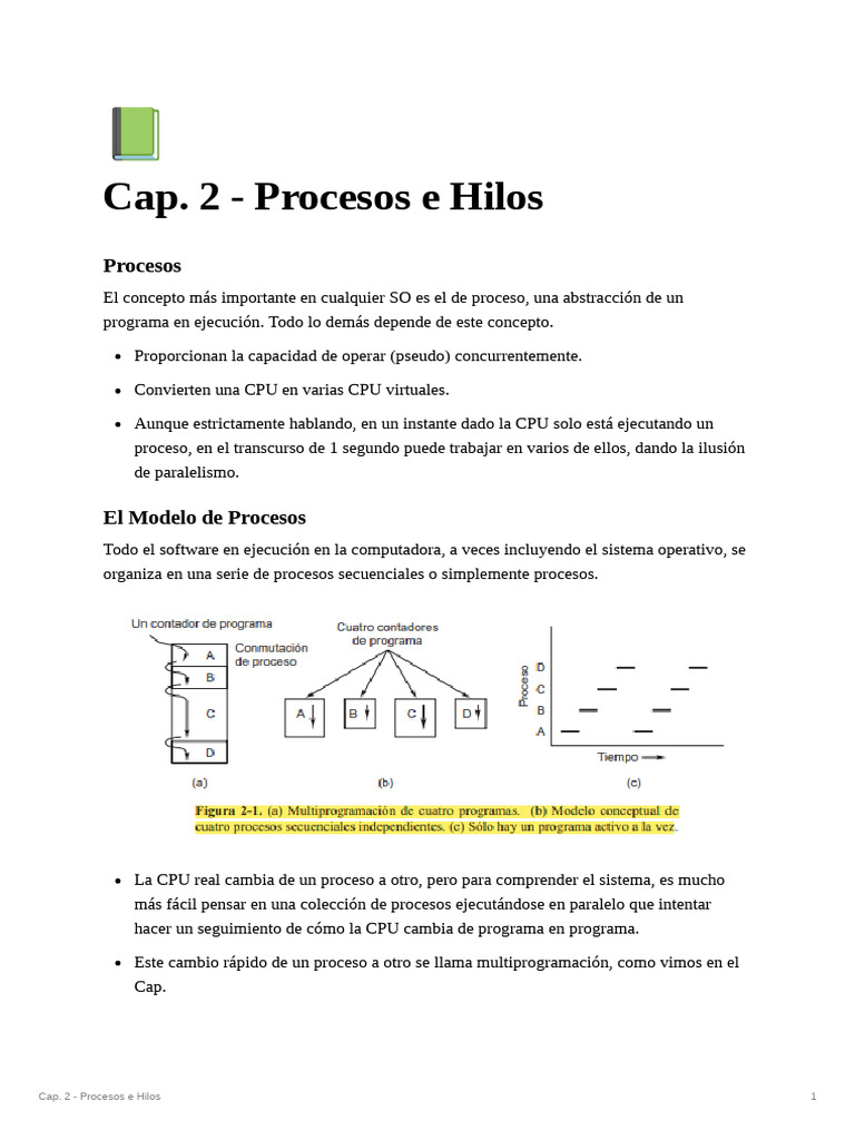 Cap 2 - Procesos e Hilos | PDF | Proceso (Computación) | Hilo (Computación)