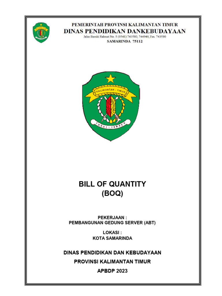 BoQ Gedung Server - Samarinda | PDF