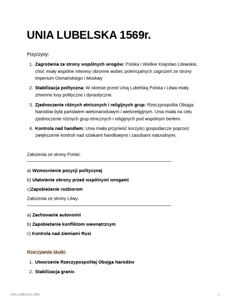 UNIA LUBELSKA 1569r. | PDF